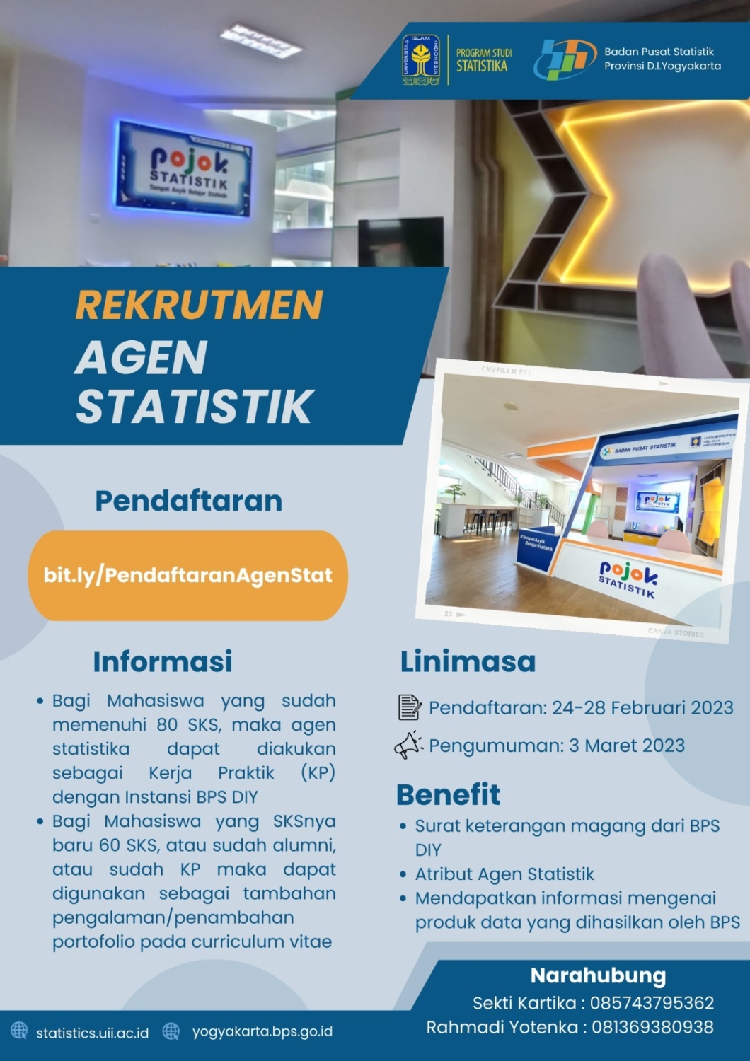 Open Rekrutmen Agen Statistik Pojok Statistik UII Semester Genap TA ...